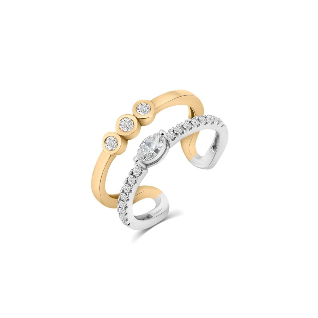 Interlock Diamond Duo Rings - EL GALLA JEWELLERY